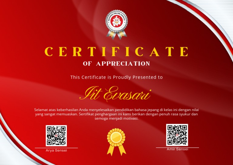 Certificate of Appreciation Eva-San | PDF