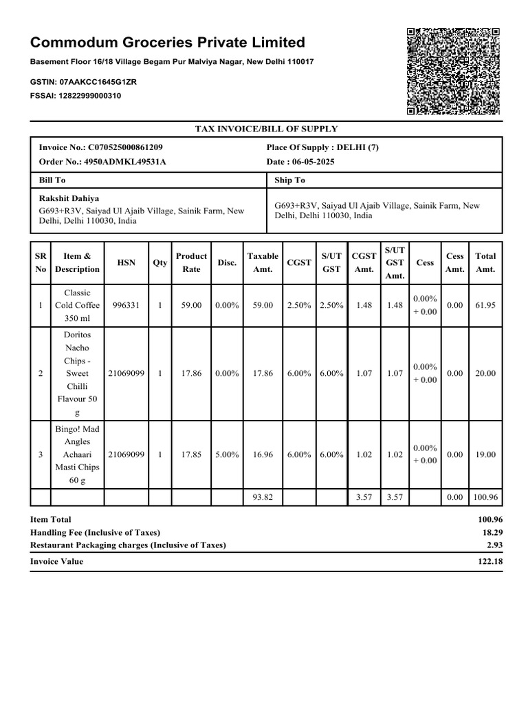 Order Invoice | PDF | Taxation | Payments