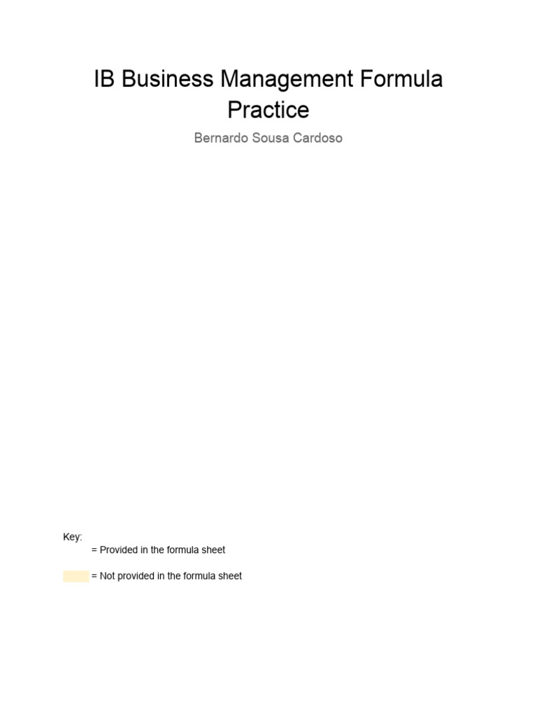 IB Business Management Formula Guide | PDF | Financial Accounting ...