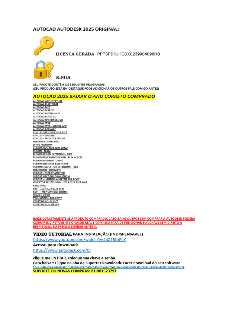 01 Unidade 01 PC Autocad Autodesk 2025 para Windows Original 04090HB | PDF