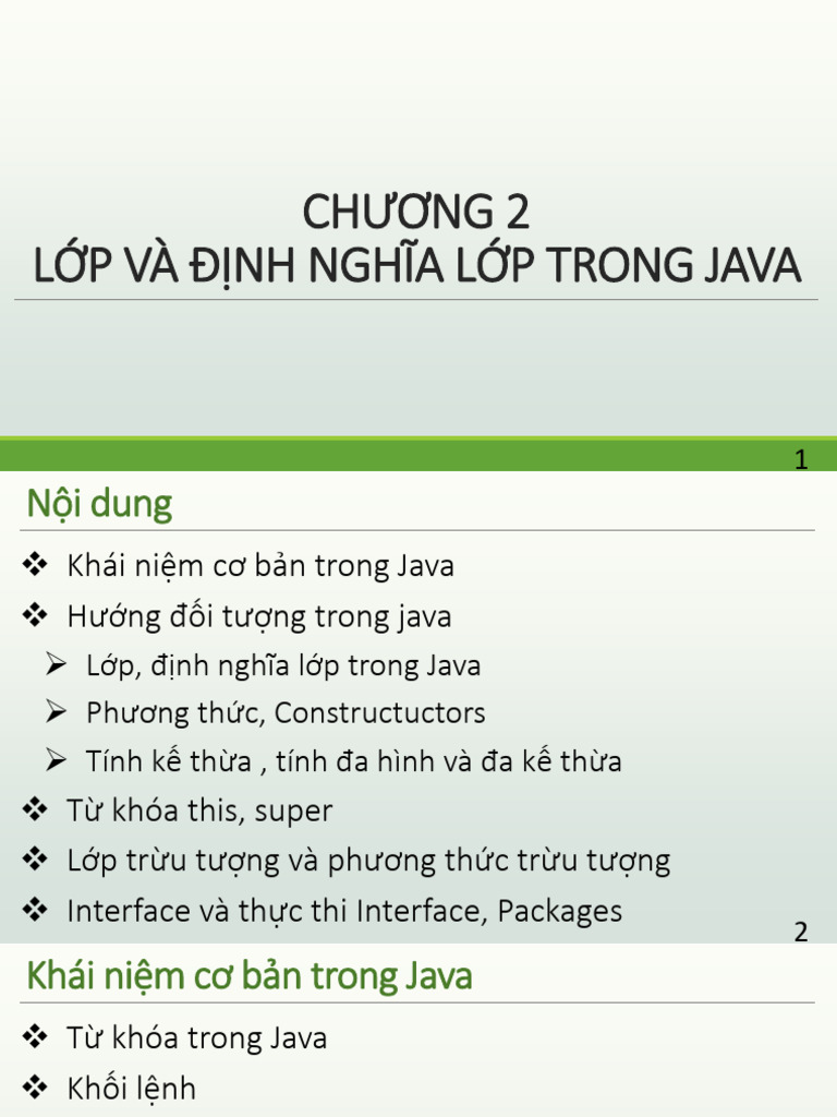 Chuong 2 - Lop Va Dinh Nghia Lop Trong Java | PDF