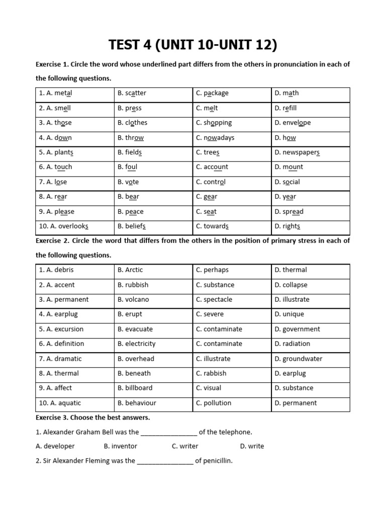 12.4. Test 4 (Unit 10-Unit 12) | PDF | Mars | Earthquakes