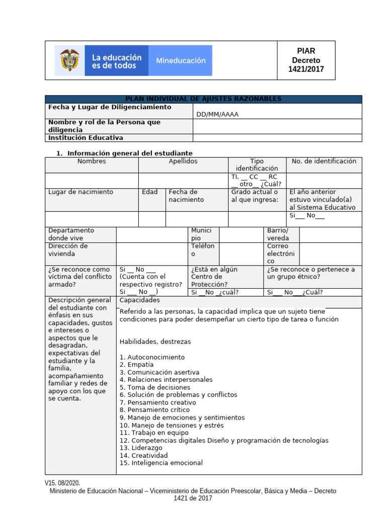 Ejemplo de Piar Basado en Dimensiones para Autismo. | PDF | Educación ...