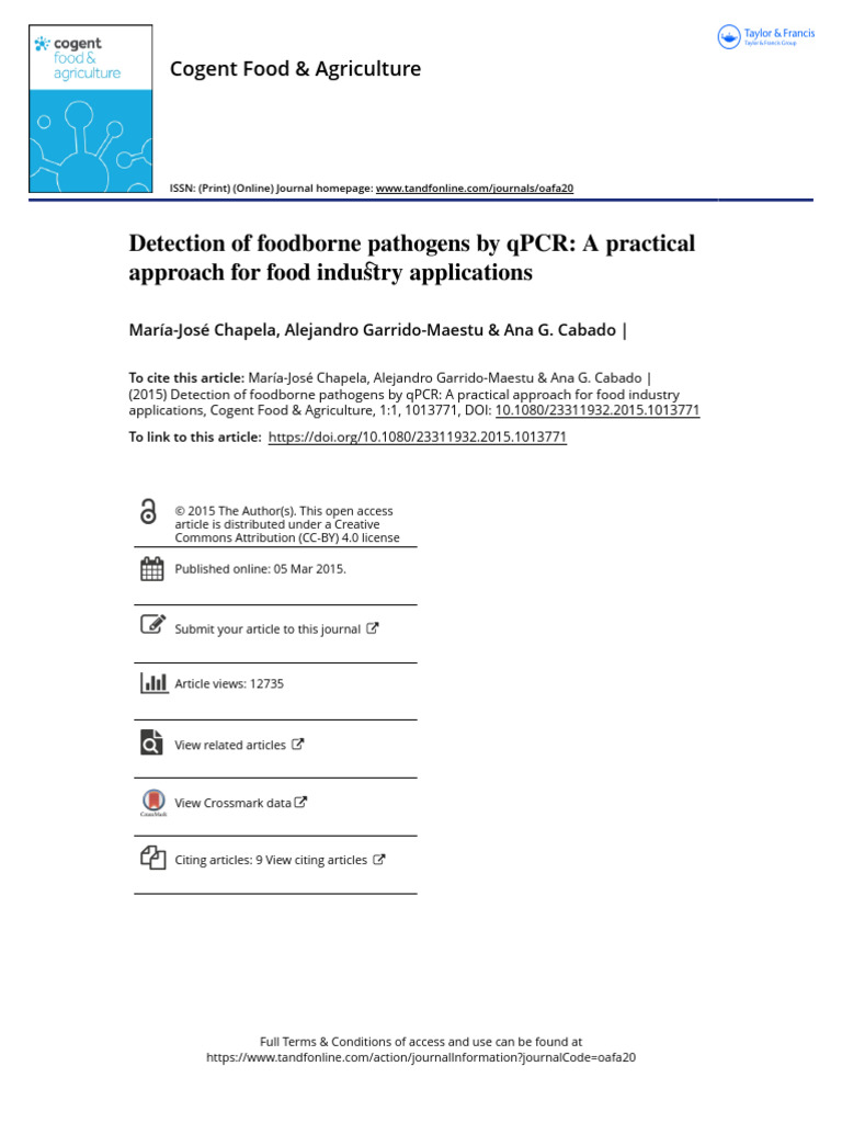 Detection of Foodborne Pathogens by QPCR A Practical Approach For Food Industry Applications ...