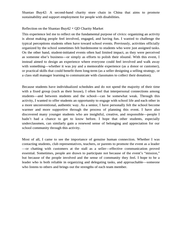 Shantao Buy42 Reflection | PDF | Experience | Behavioural Sciences