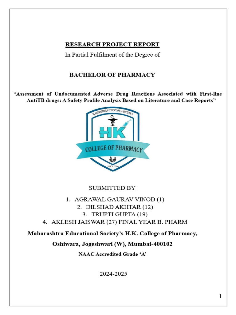 Research Project Report Final1-1 | PDF | Pharmacovigilance | Tuberculosis