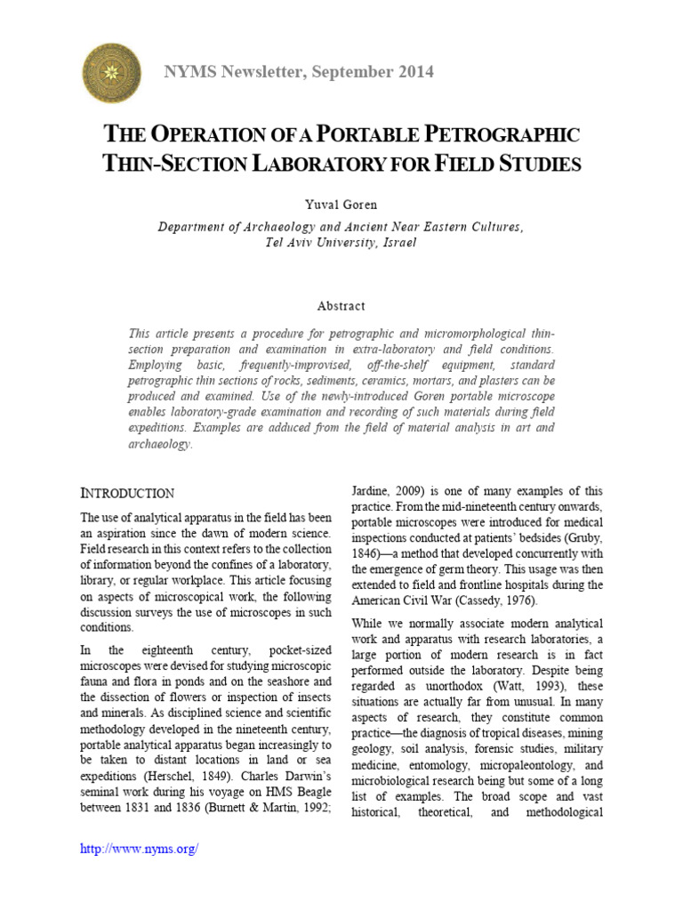 Portable Petrographic Lab for Field Studies | PDF | Archaeology | Geology