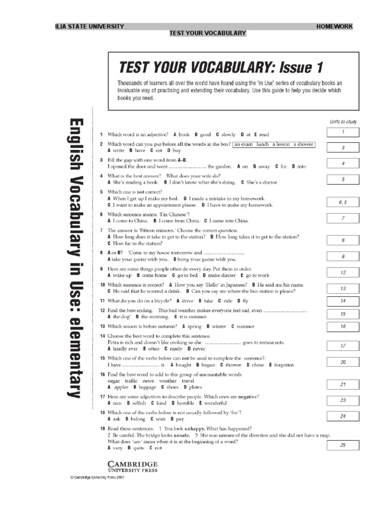 ILIA Vocabulary Test Assignment | PDF | Social Science