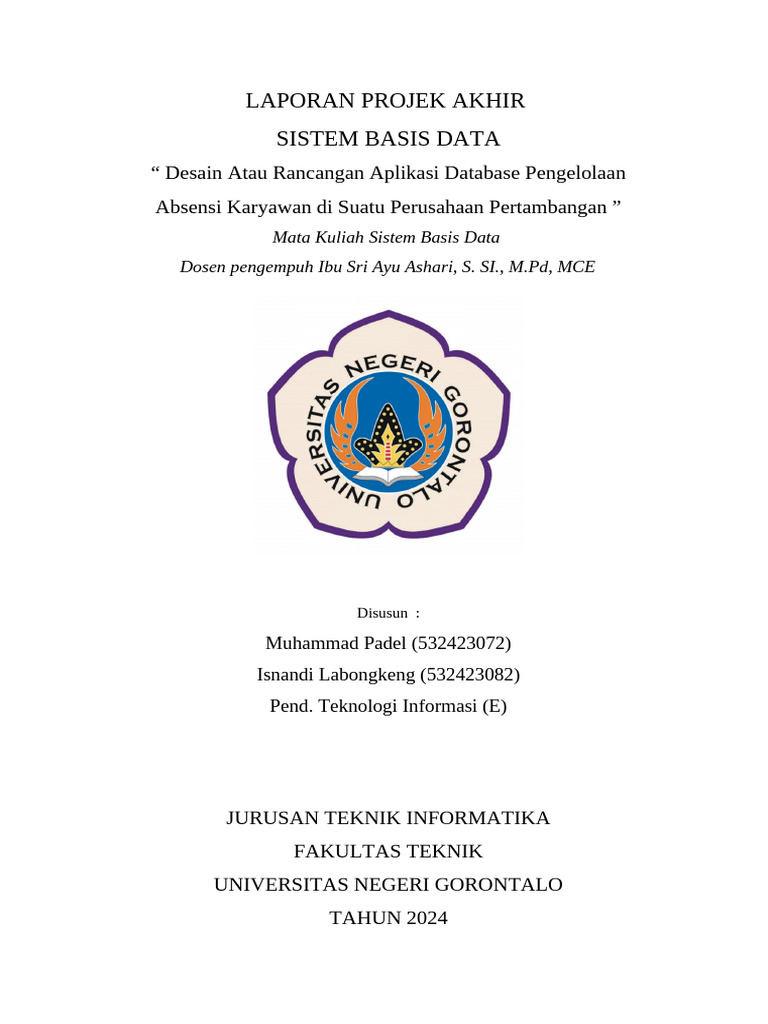 Laporan Projek Akhir Sistem Basis Data | PDF