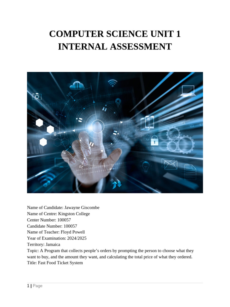 COMPUTER SCIENCE UNIT 2 Internal Asessment | PDF | Point Of Sale ...
