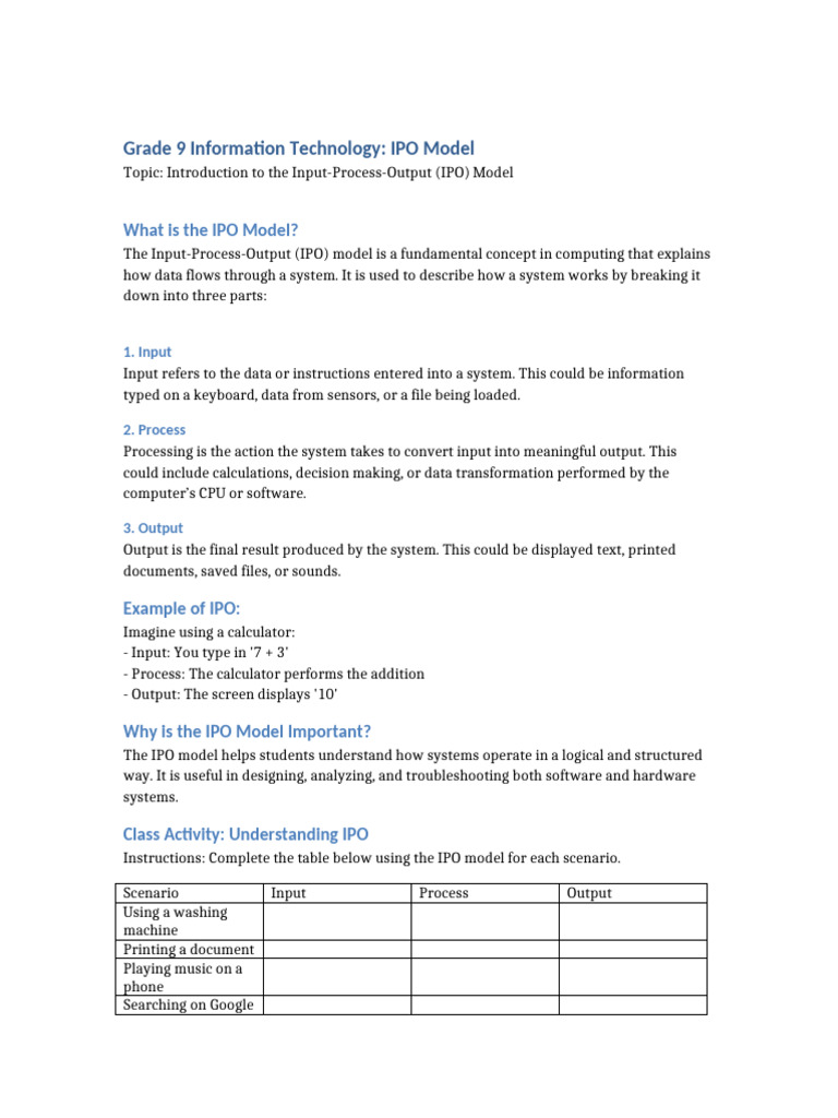 Understanding the IPO Model in IT | PDF