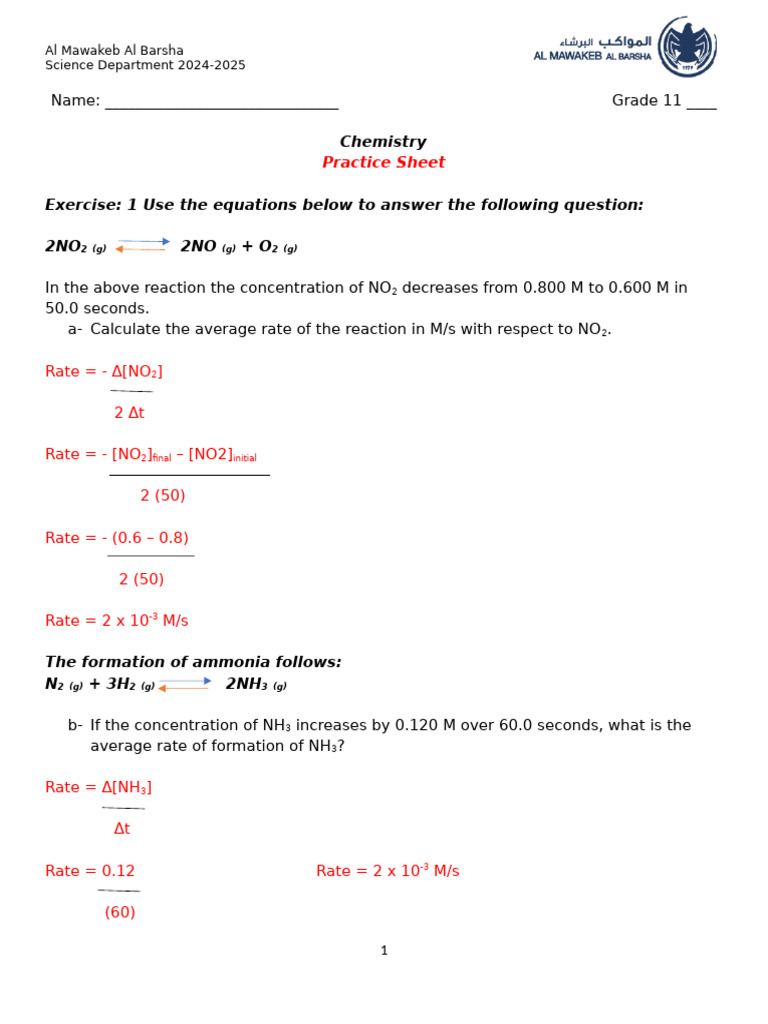 Practice Sheet - Chemical Equilibrium #2 - Answer | PDF | Chemical Equilibrium | Chemical Reactions