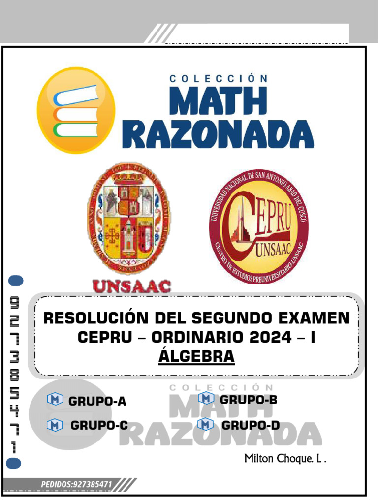2do Examen Cepru-2024-I (Algebra) Math Razonada | PDF | Factorización | Ecuaciones