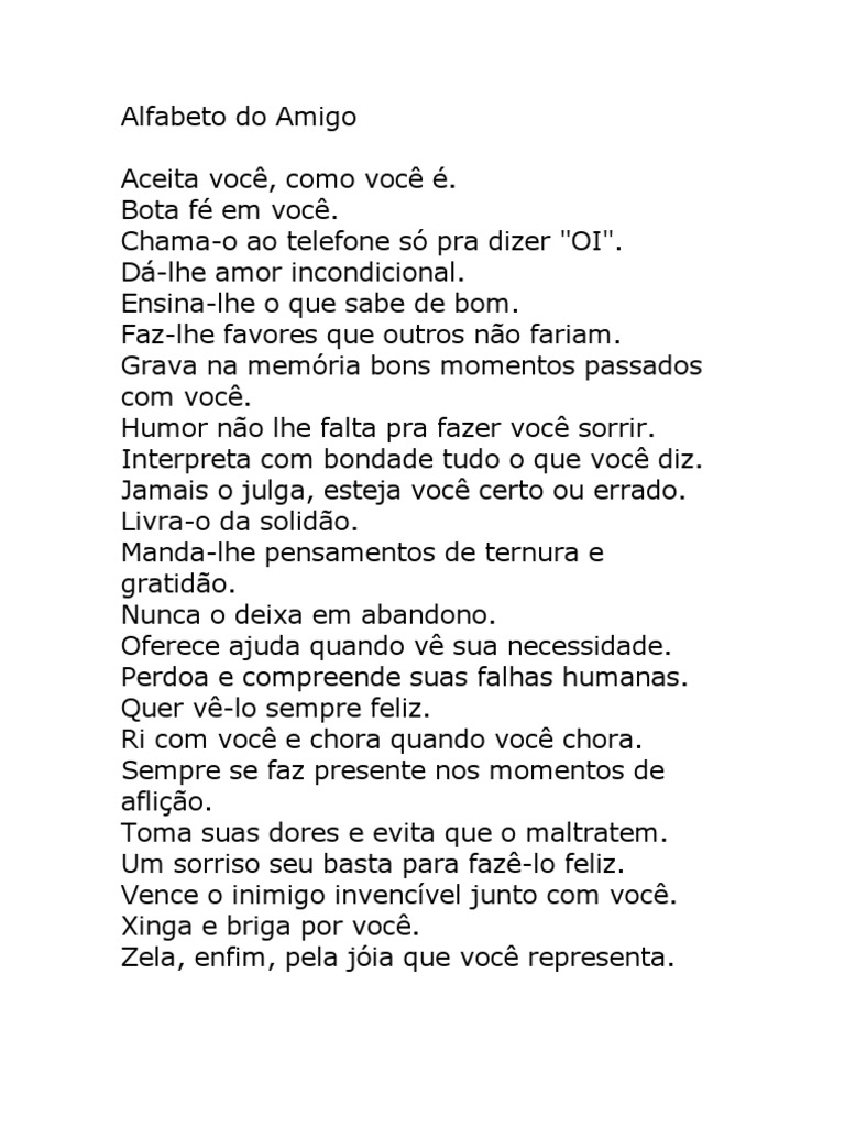 Alfabeto da Amizade em Frases | PDF