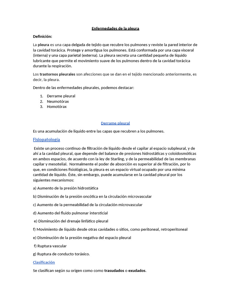 Enfermedades de La Pleura TP Semio | PDF | Tórax | Pulmón