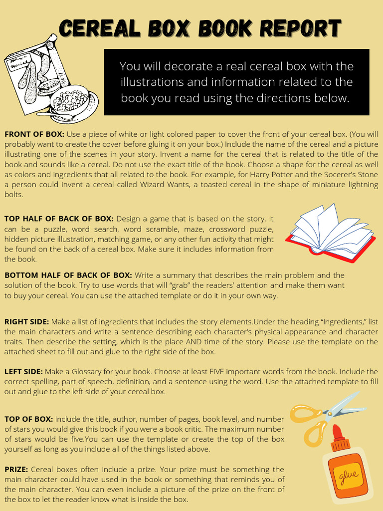 Cereal Box Book Report Guide | PDF