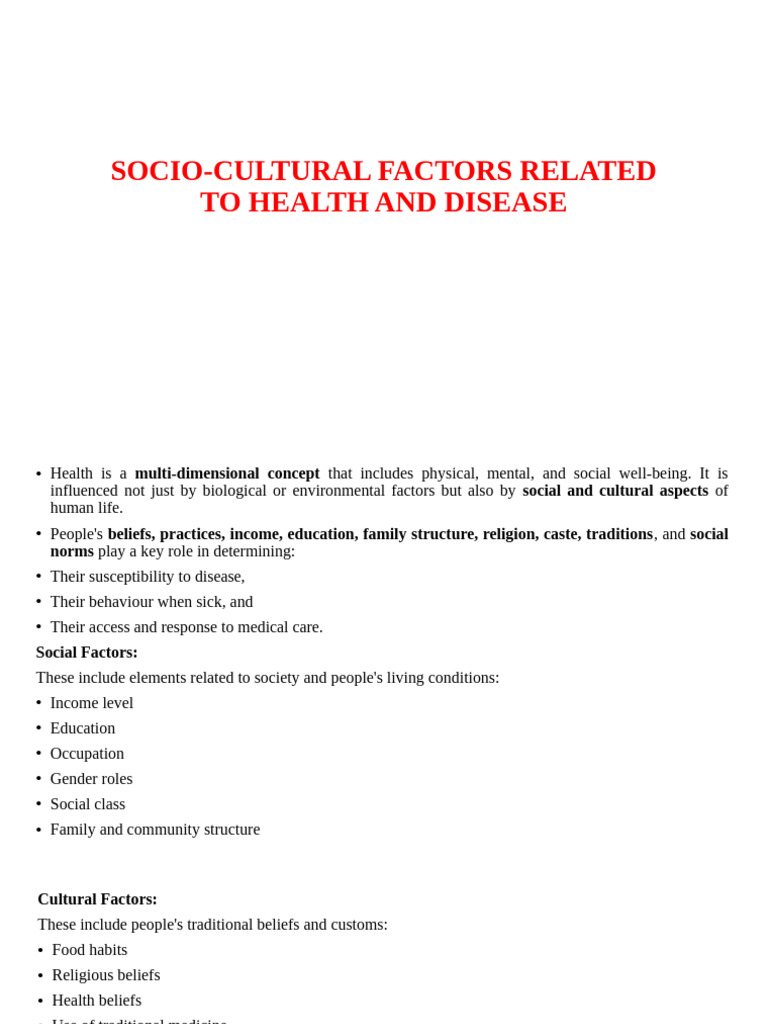 Socio-Cultural Influences on Health | PDF | Health Sciences | Health Care