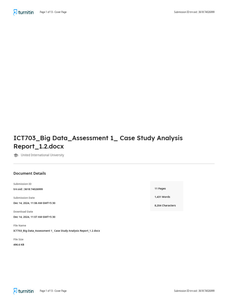 ICT703 - Big Data - Assessment 1 - Case Study Analysis Report - 1.2 ...