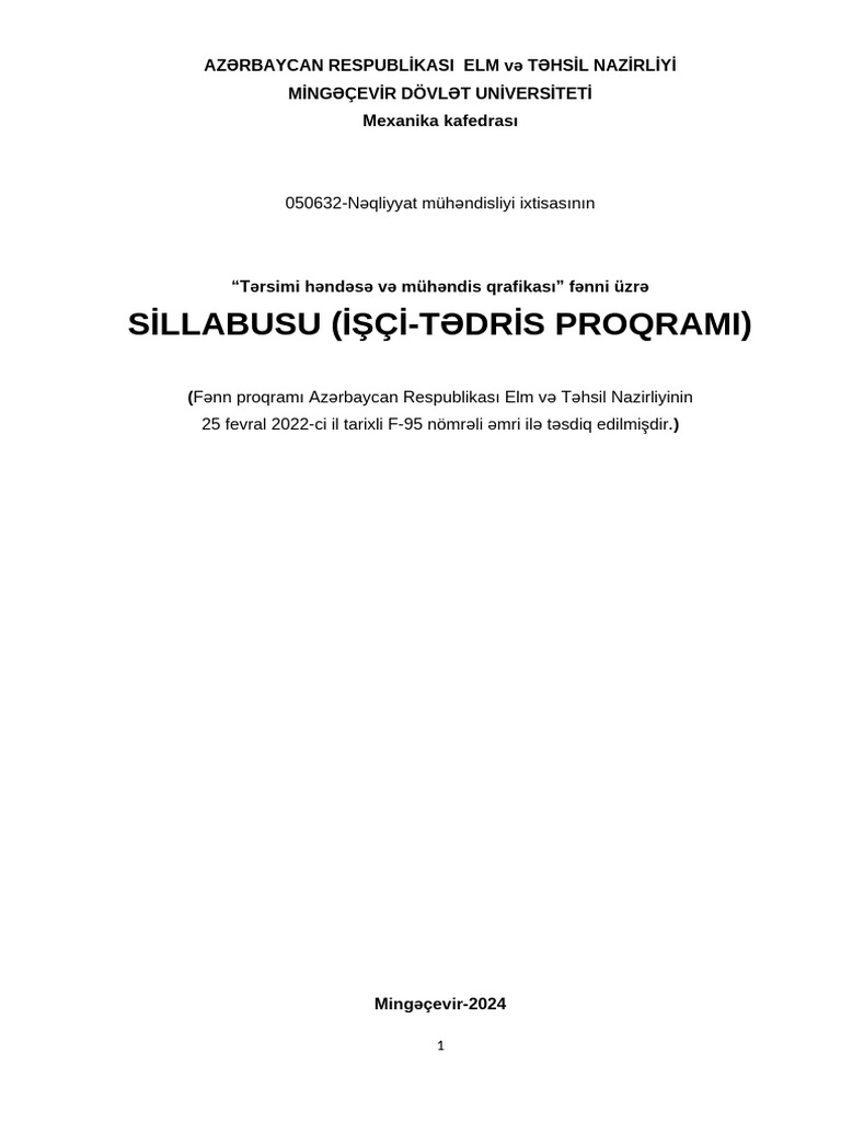 Tərsimi HƏNDƏSƏ VƏ Mühəndis Qrafikası NM24 | PDF