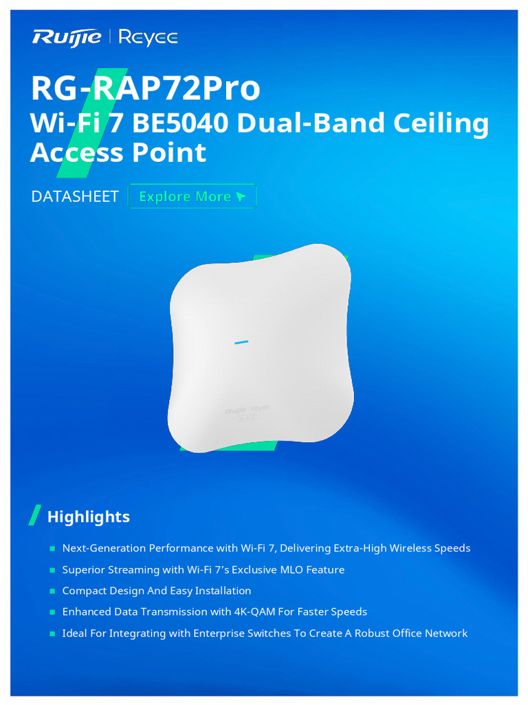 RG-RAP72Pro Datasheet 20241024 | PDF | Ieee 802.11 | Wi Fi