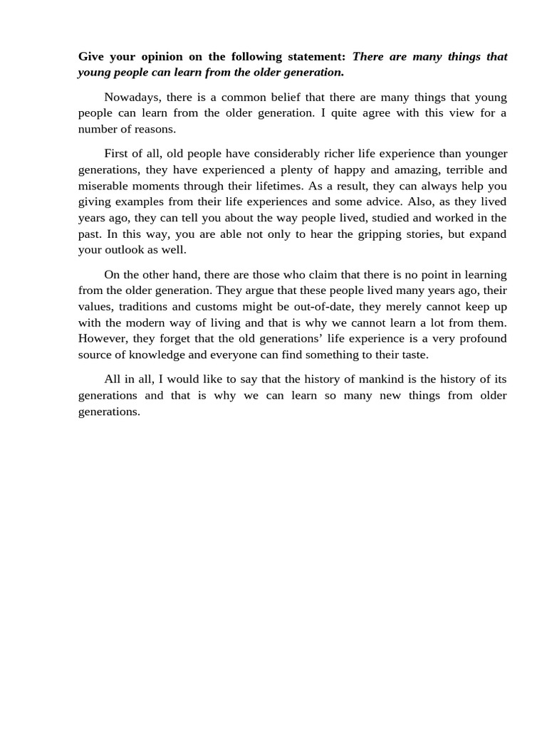 Lessons from Older Generations | PDF