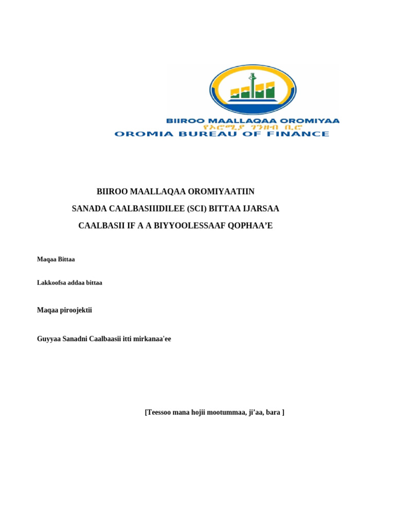 Sanada Caalbaasii Ifaa BMO | PDF