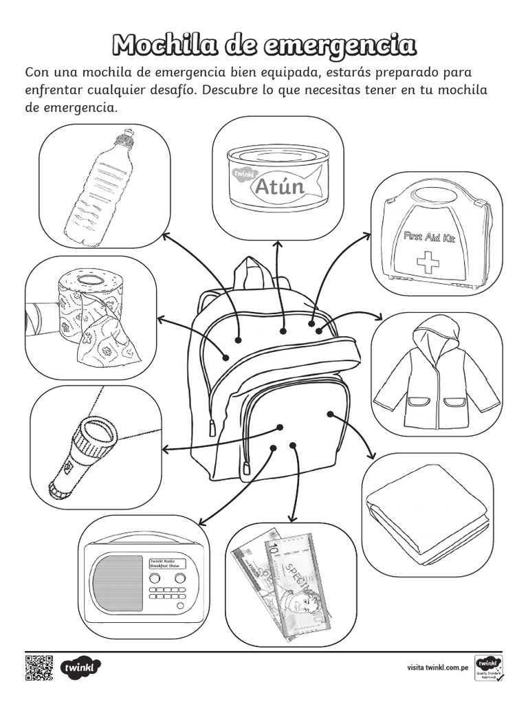Mochila de Emergencia para Colorear | PDF