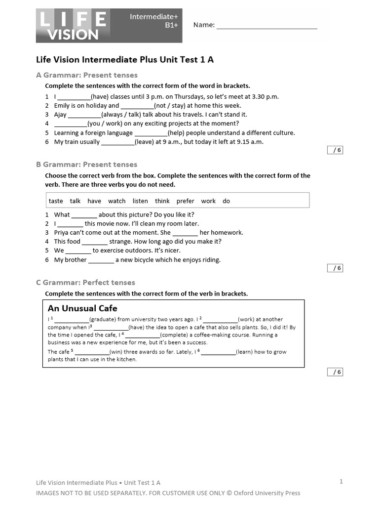 Lif Visi Intp Unit 1a-300dpi | PDF | Vocabulary