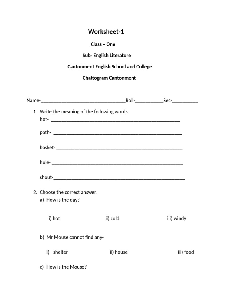 67d51b66c086cworksheet-1 Englit G1 CESC-1 | PDF