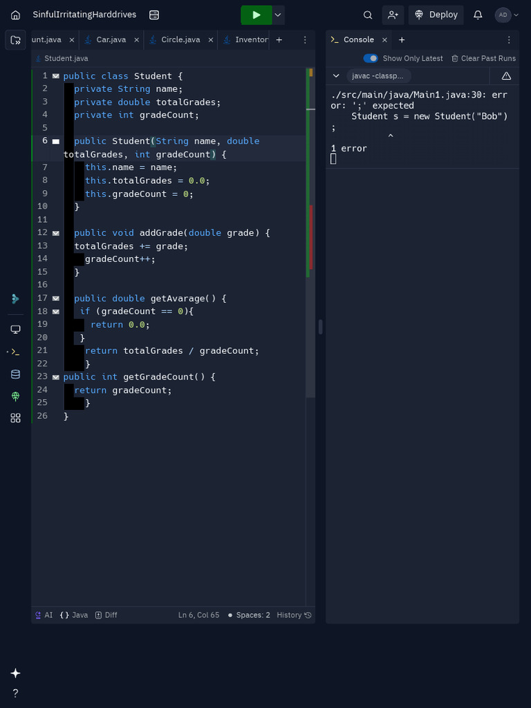 Student - Java - SinfulIrritatingHarddrives - Replit | PDF