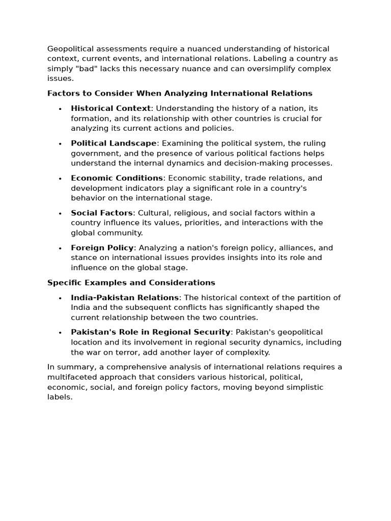 Geopolitical Assessments Require A Nuanced Understanding of Historical ...
