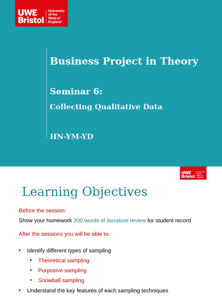 BPIT Seminar 6 - Collecting Qualitative Data | PDF | Sampling ...