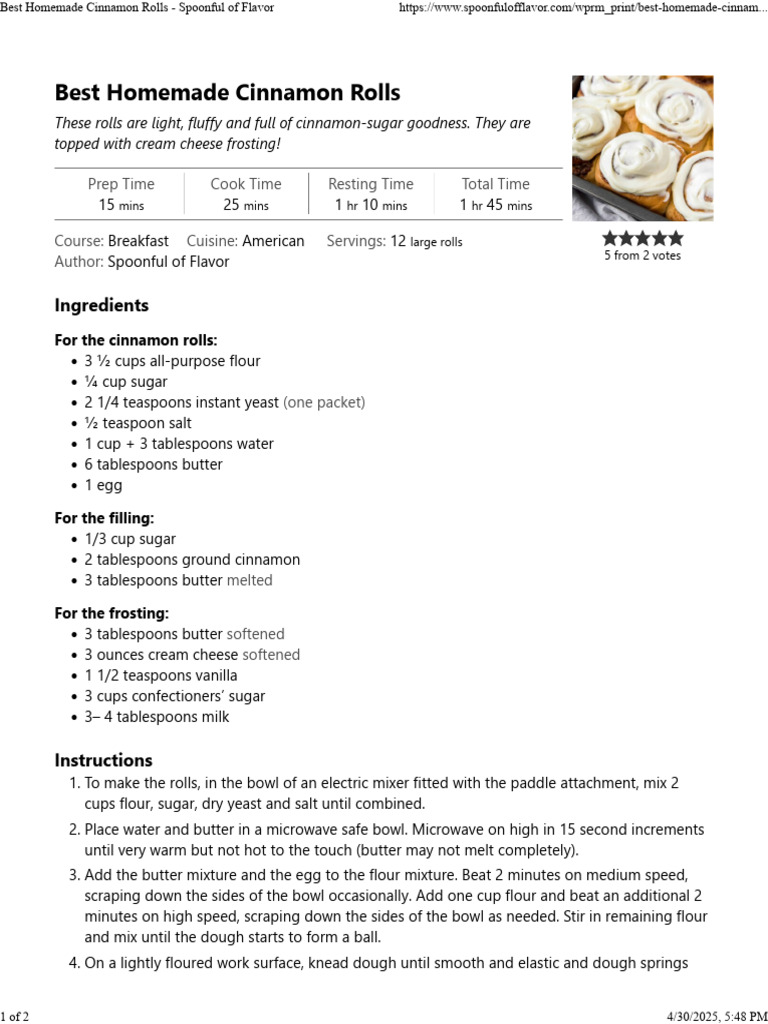 Best Homemade Cinnamon Rolls - Spoonful of Flavor | PDF | Teaspoon ...