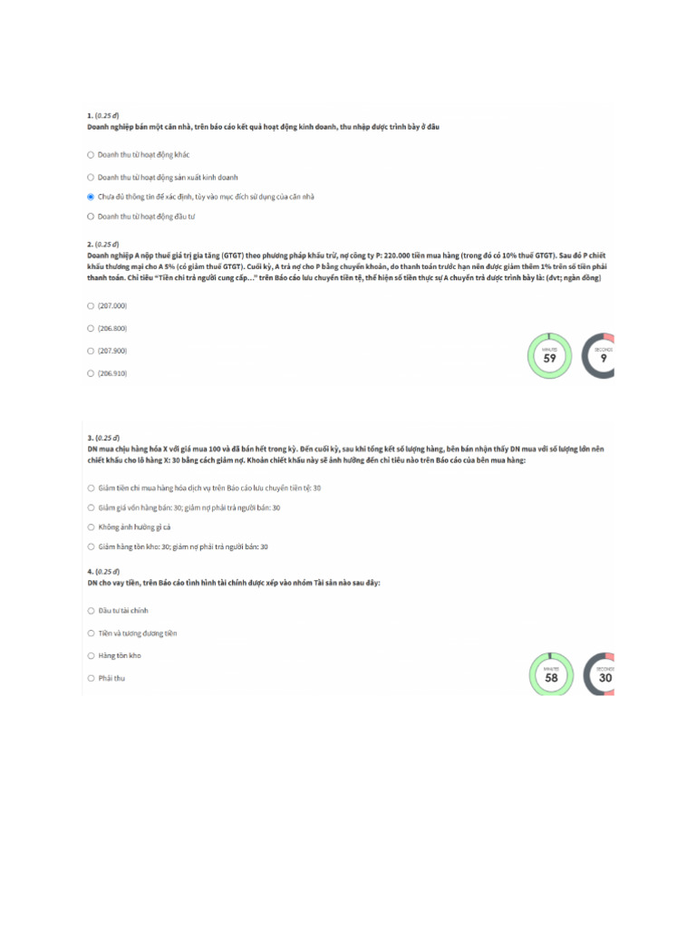 TN ÔN TẬP KTTC CB2 | PDF