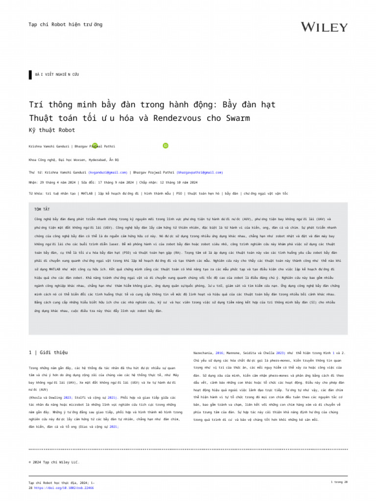 Swam Robot Optimization | PDF