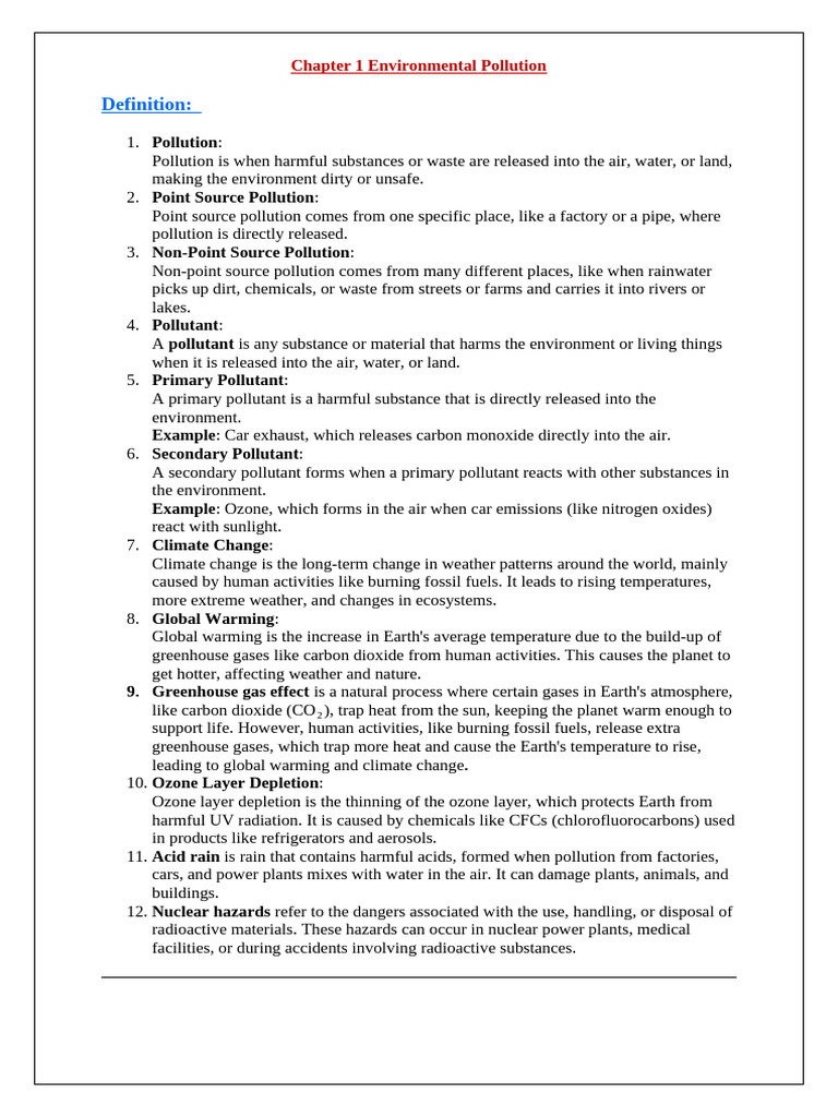 Environmental Pollution Notes | PDF | Climate Change | Greenhouse Gas