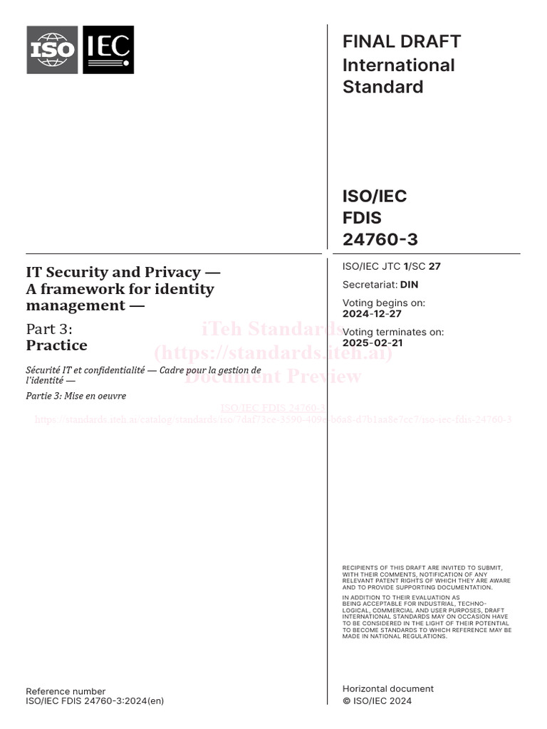ISO-IEC-FDIS-24760-3 | PDF | International Organization For Standardization