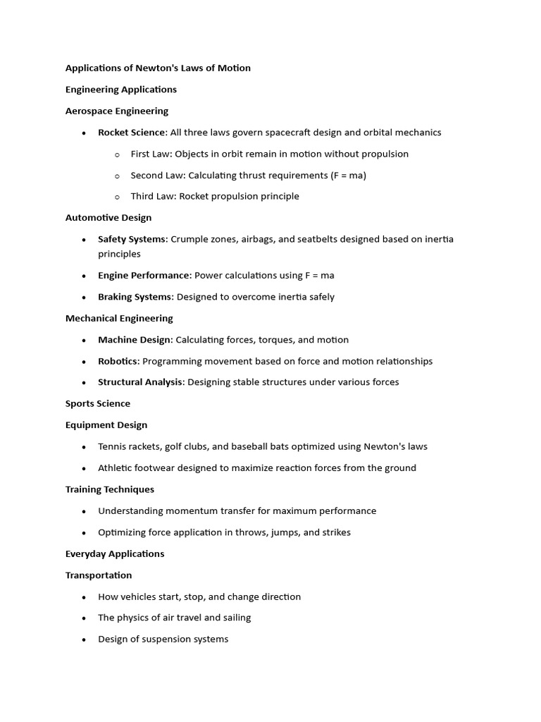 Real-World Applications of Newton's Laws | PDF | Force | Newton's Laws ...