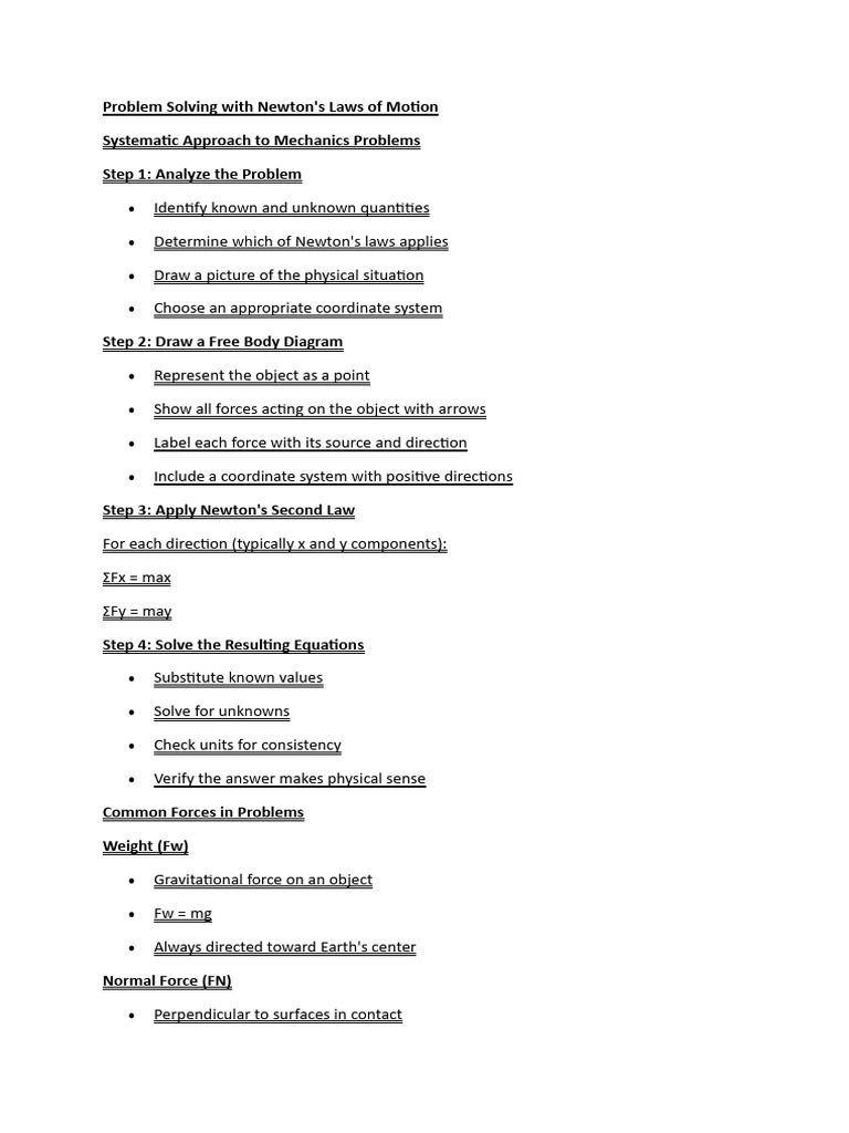 Problem Solving With Newton's Laws of Motion | PDF | Force | Acceleration
