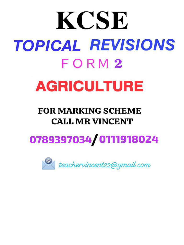 Agri Form 2 Topical Questions | PDF | Plant Nutrition | Fertilizer