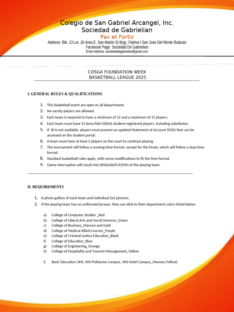 CDSGA Basketball Tournament Guidelines Policies 2 Copy 1 | PDF | Sports ...