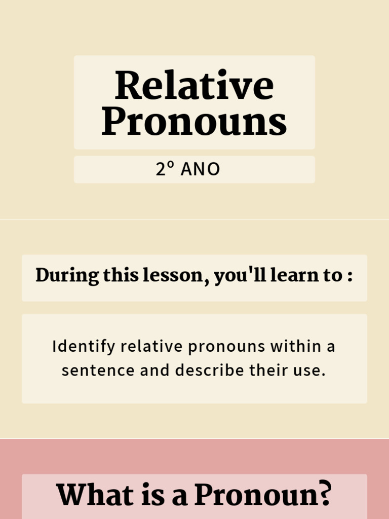 Relative Pronouns Lesson Overview | PDF
