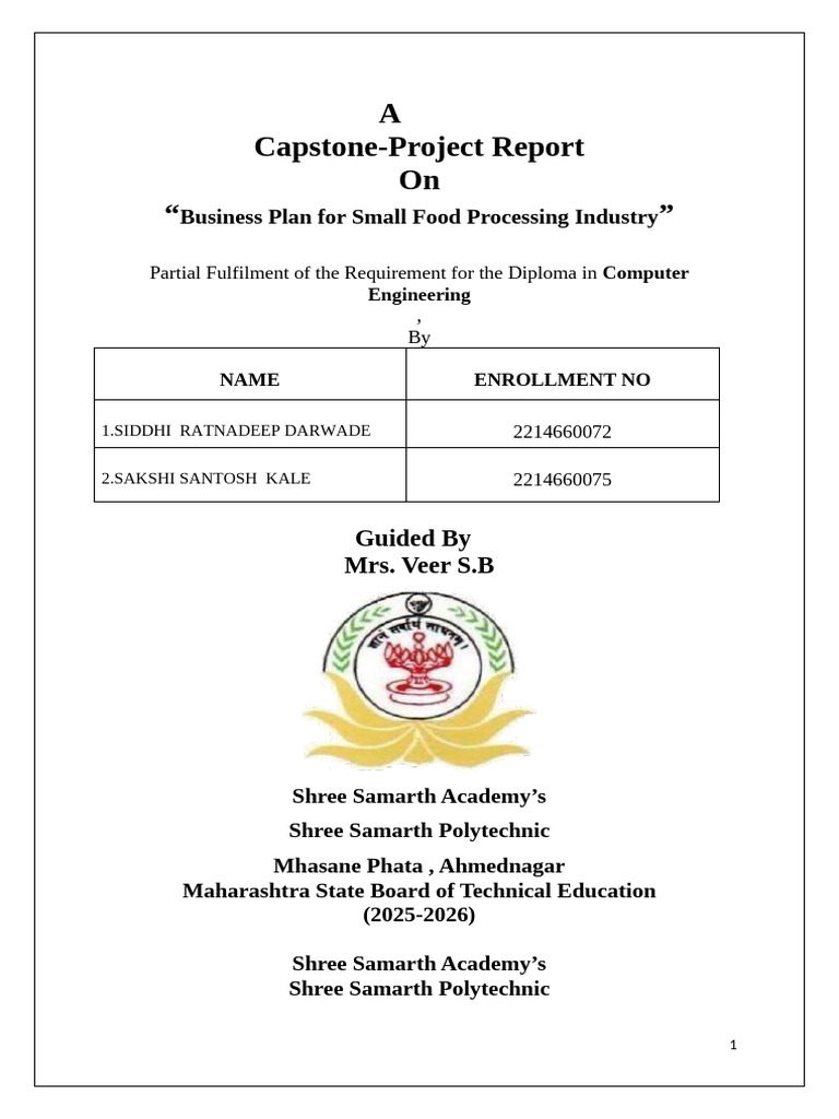 Business Plan for Small Food Processing Industry ede microproject (1) | PDF | Drink | Juice