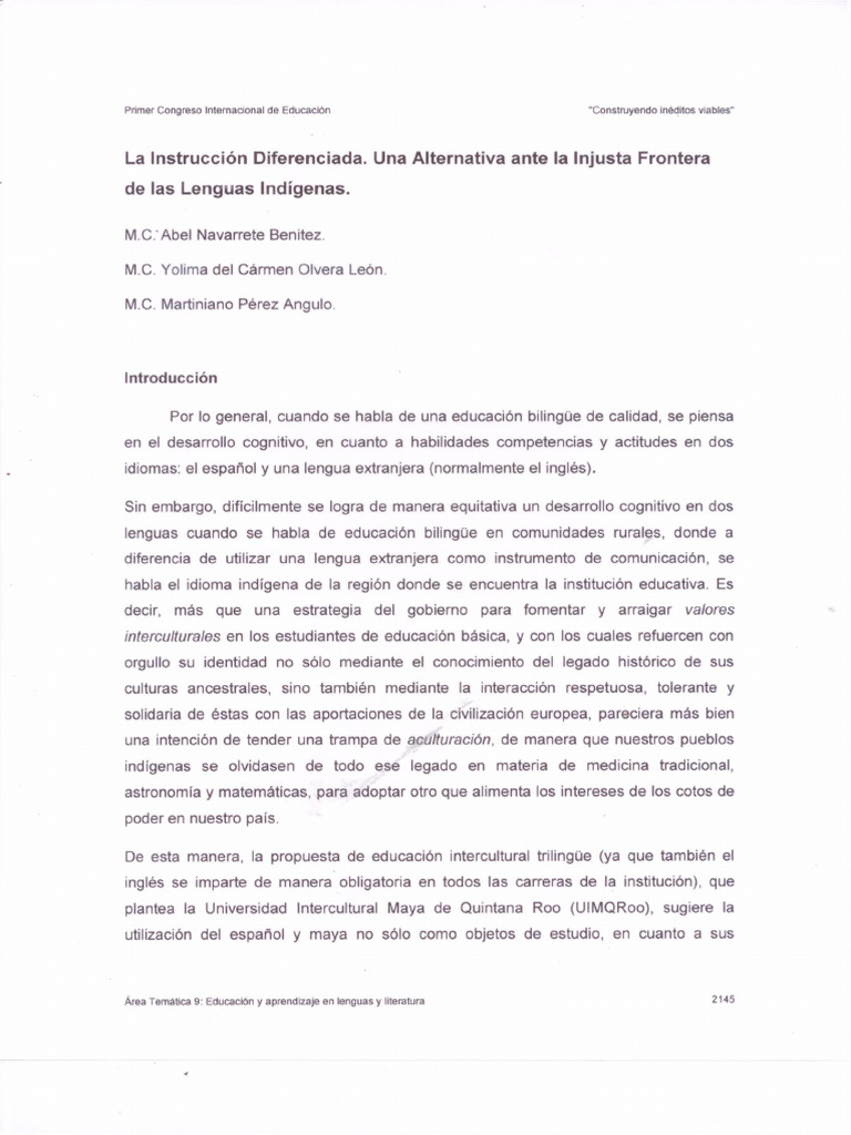 Paper La Instrucción Diferenciada. Una Alternativa... | PDF