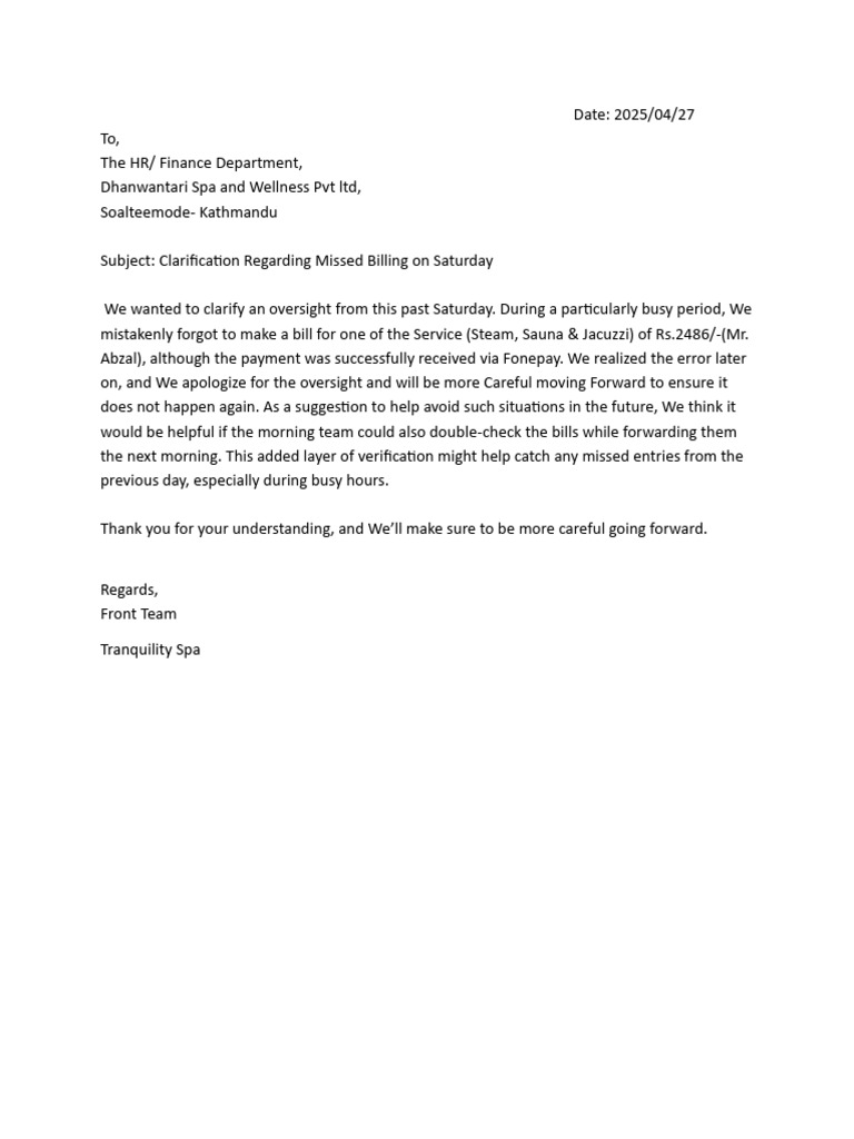 Clarification Letter | PDF