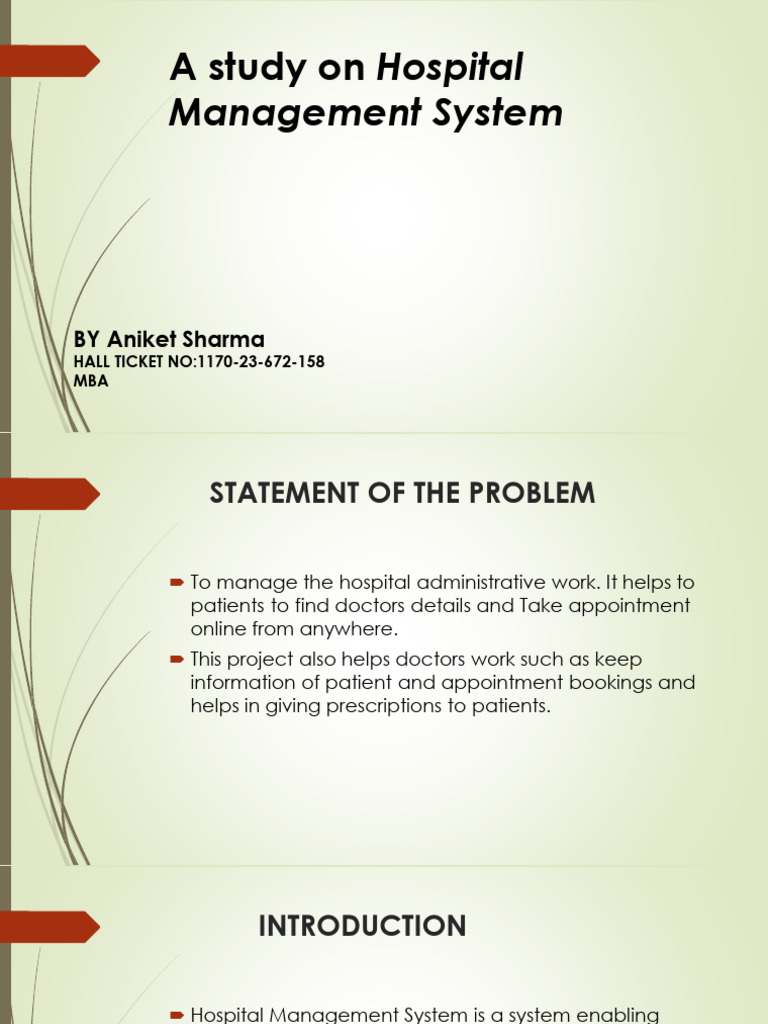 A Study On Hospital Management System | PDF | Hospital | Software