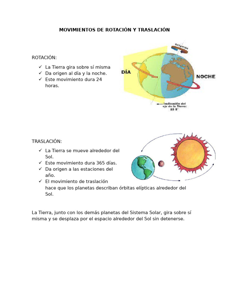 Movimientos de Rotación y Traslación | PDF