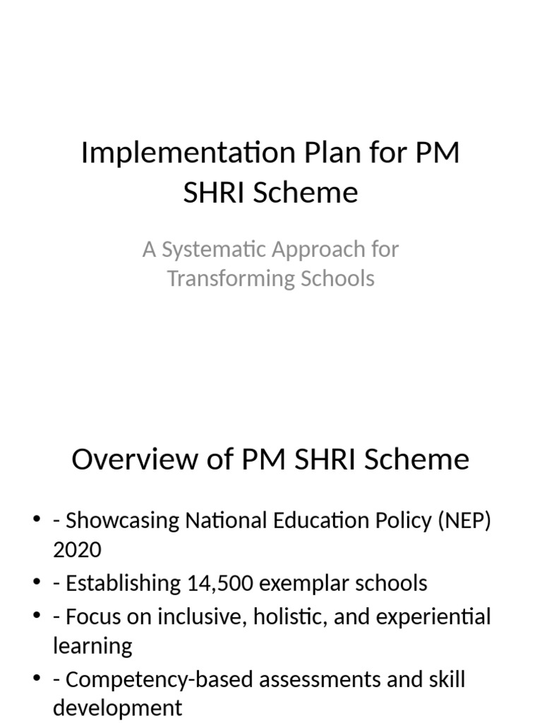PM SHRI Implementation Plan | PDF
