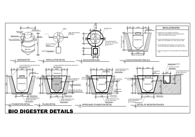 Bio digester detail | PDF | Pipe (Fluid Conveyance) | Building Materials