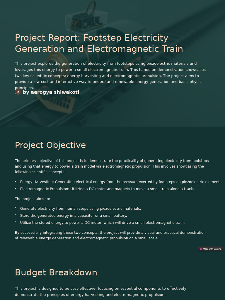 Project Report Footstep Electricity Generation and Electromagnetic ...